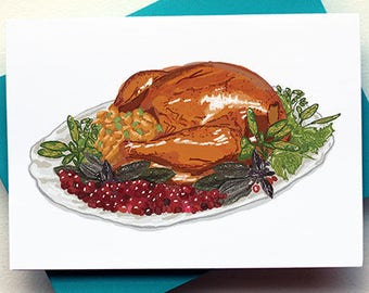 Watercolor Turkey Thanksgiving Greeting Card 5"x7" - Etsy