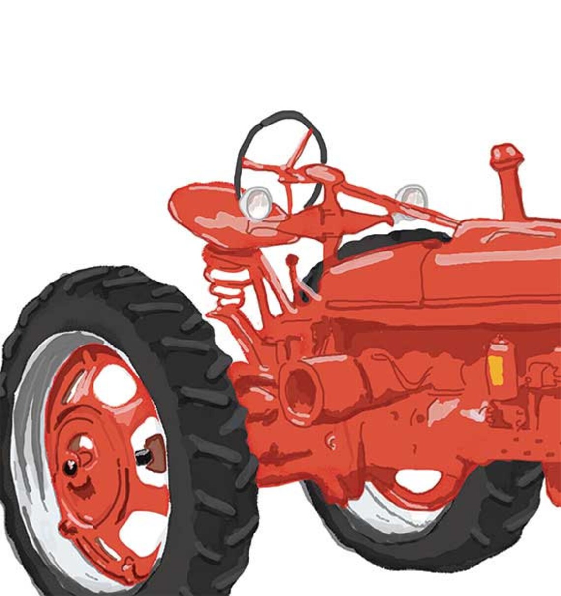 Antique Red Tractor Card - Etsy