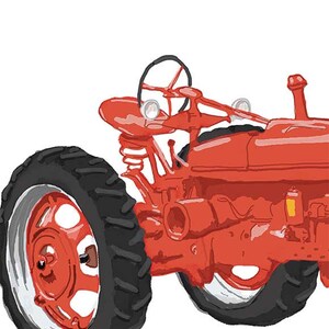 Antique Red Tractor Card - Etsy