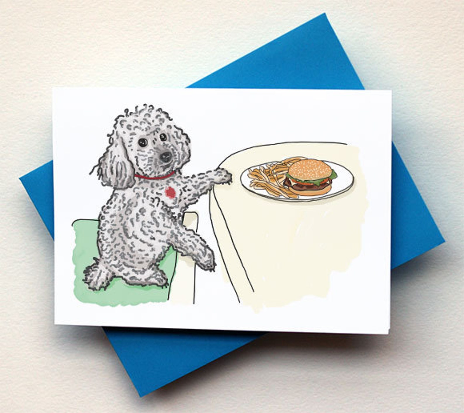 Dog & Hamburger Card Funny Dog Card | Etsy