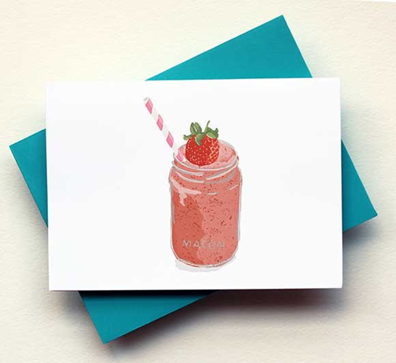 Strawberry Smoothie Card - Etsy