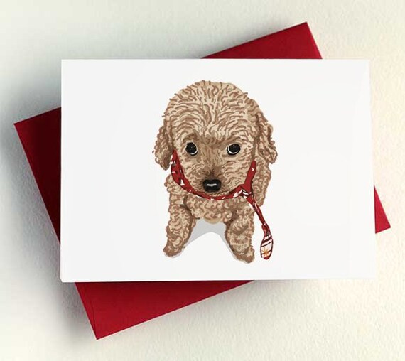 Red Poodle Card - Etsy