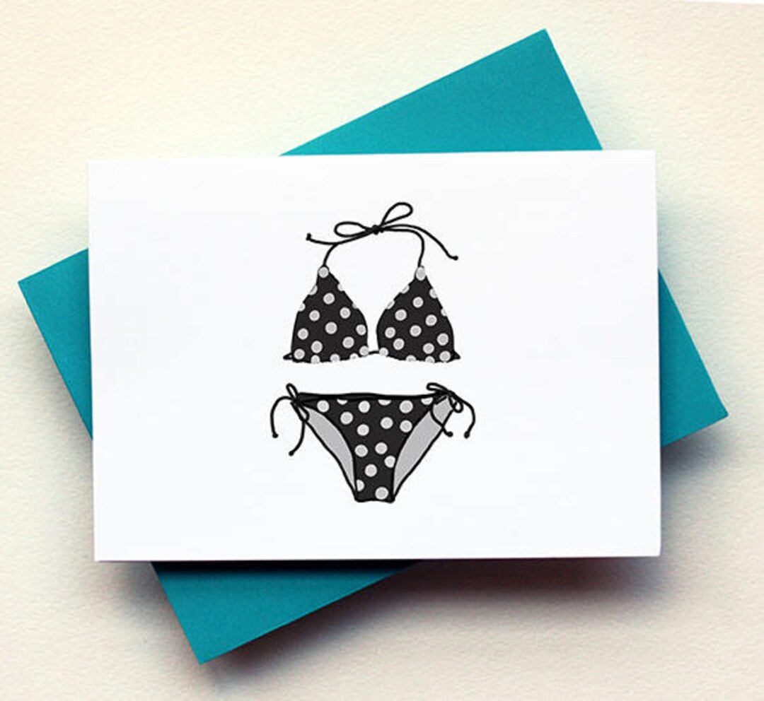Black Polka Dot Bikini Card - Etsy