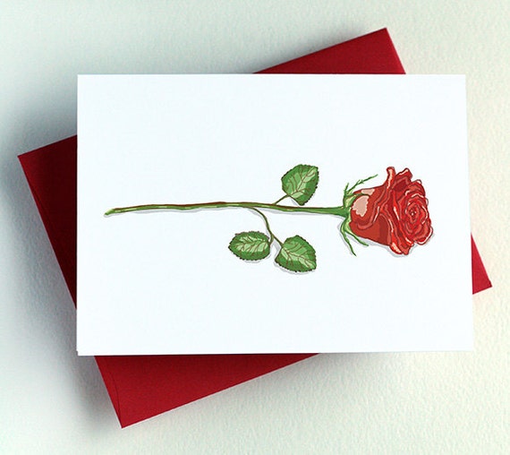 Red Rose Card | Etsy