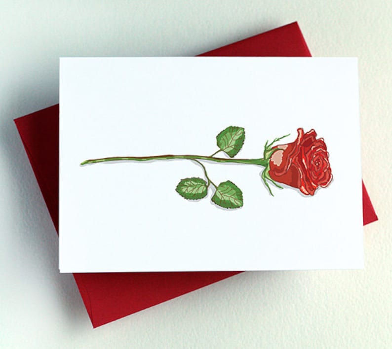 Red Rose Card - Etsy