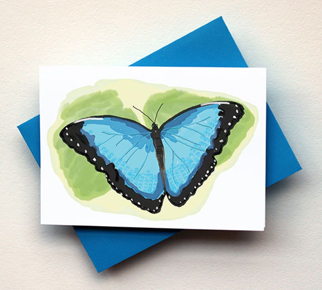 Blue Butterfly Card - Etsy