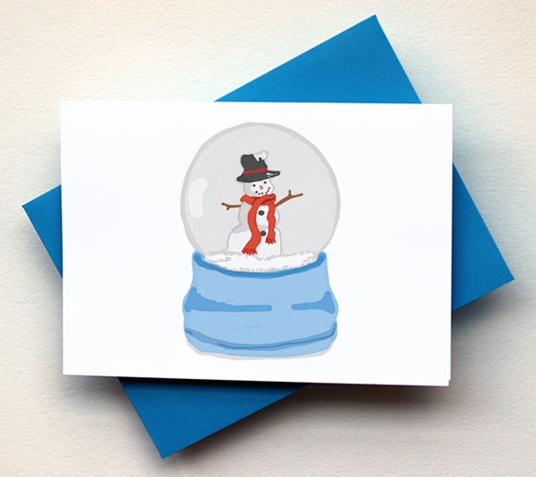 Snowman Snow Globe Card - Etsy