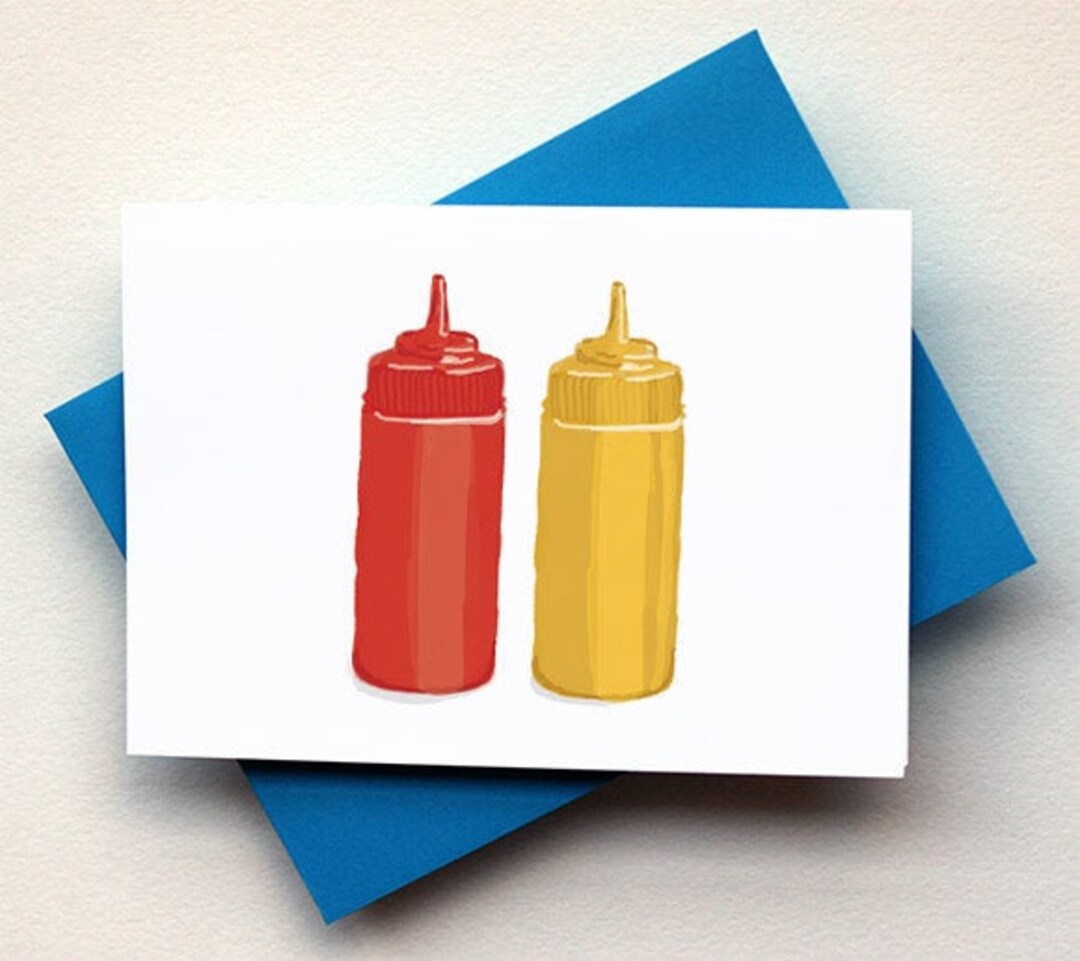 Ketchup & Mustard Squeeze Bottles Card - Etsy