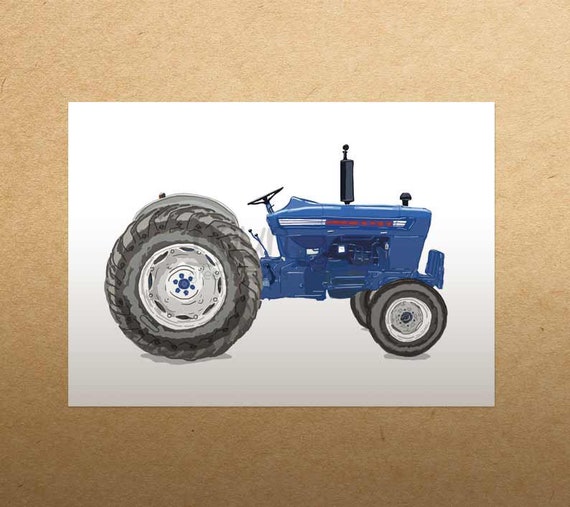 Classic Blue Tractor Art Print | Etsy