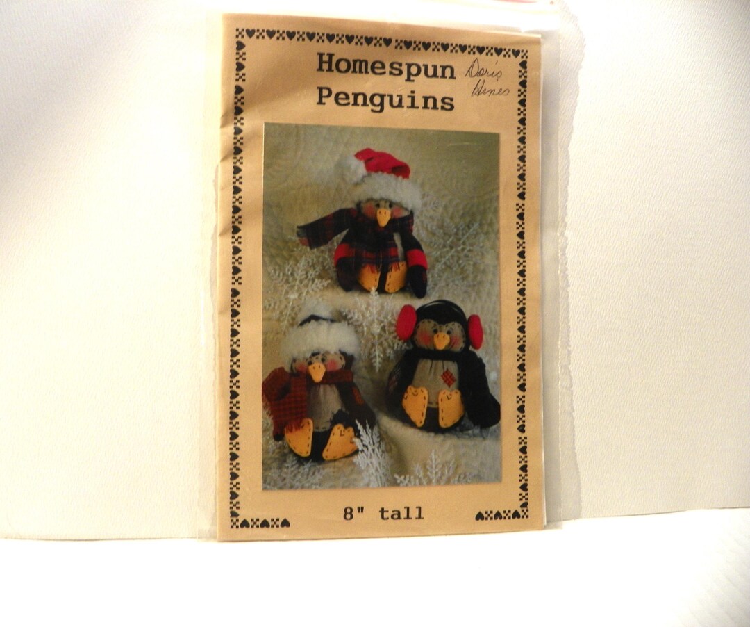 Homespun Penguins Sewing Pattern Uncut , 8" Penguin Doll Pattern ...