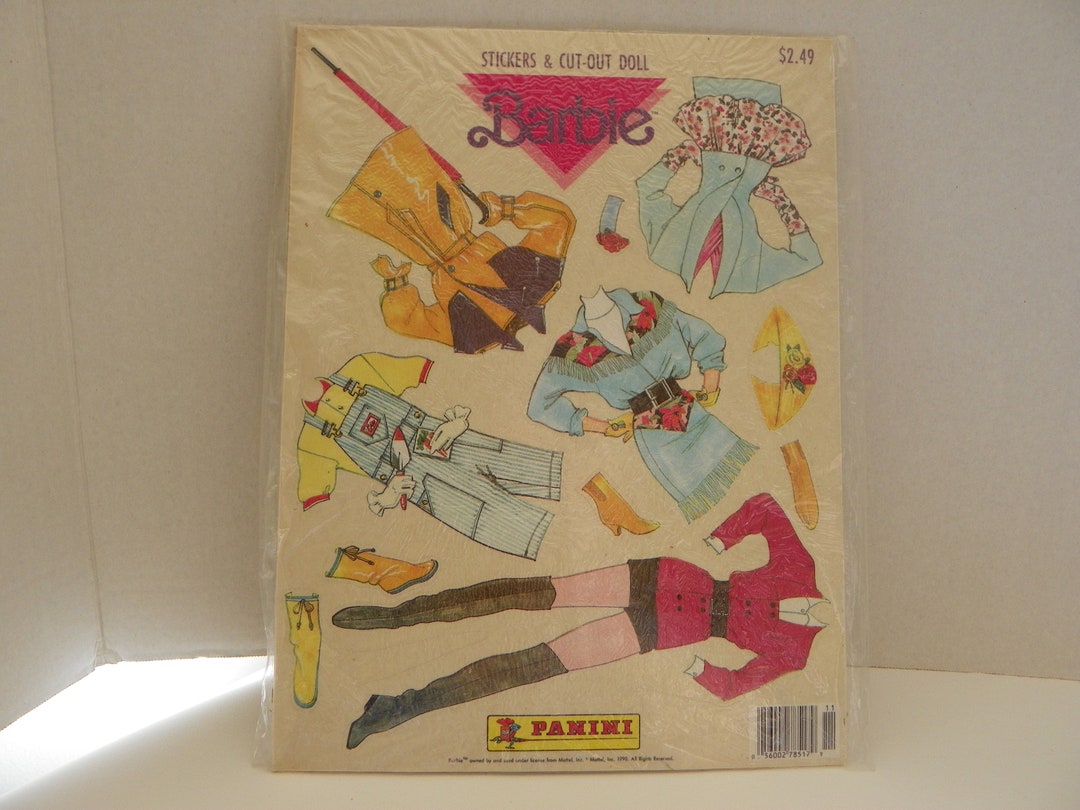 1990 Panini Barbie Stickers and Cut Out Doll , Vintage Barbie Doll ...