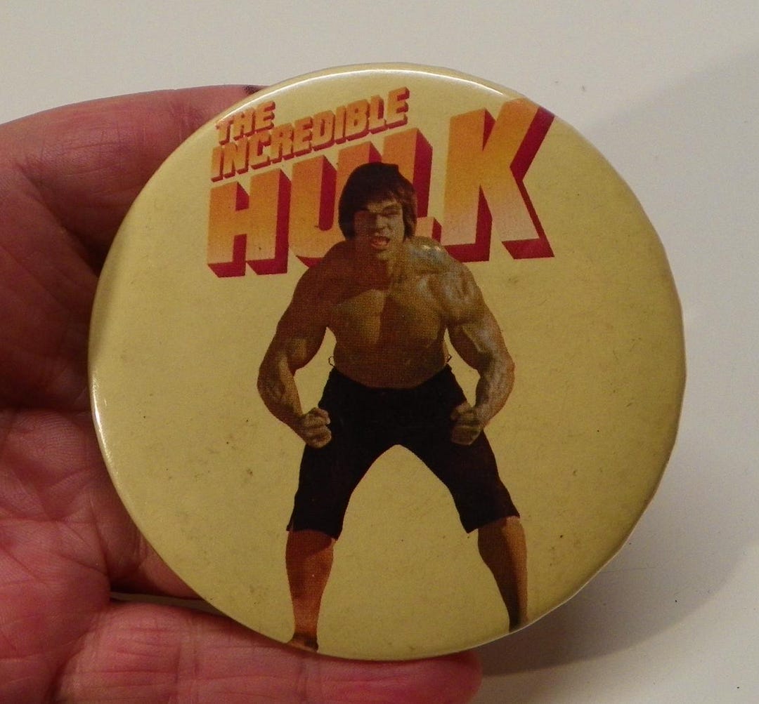 Vintage 1980's Incredible Hulk Pin , Marvel the Hulk Pinback Button ...