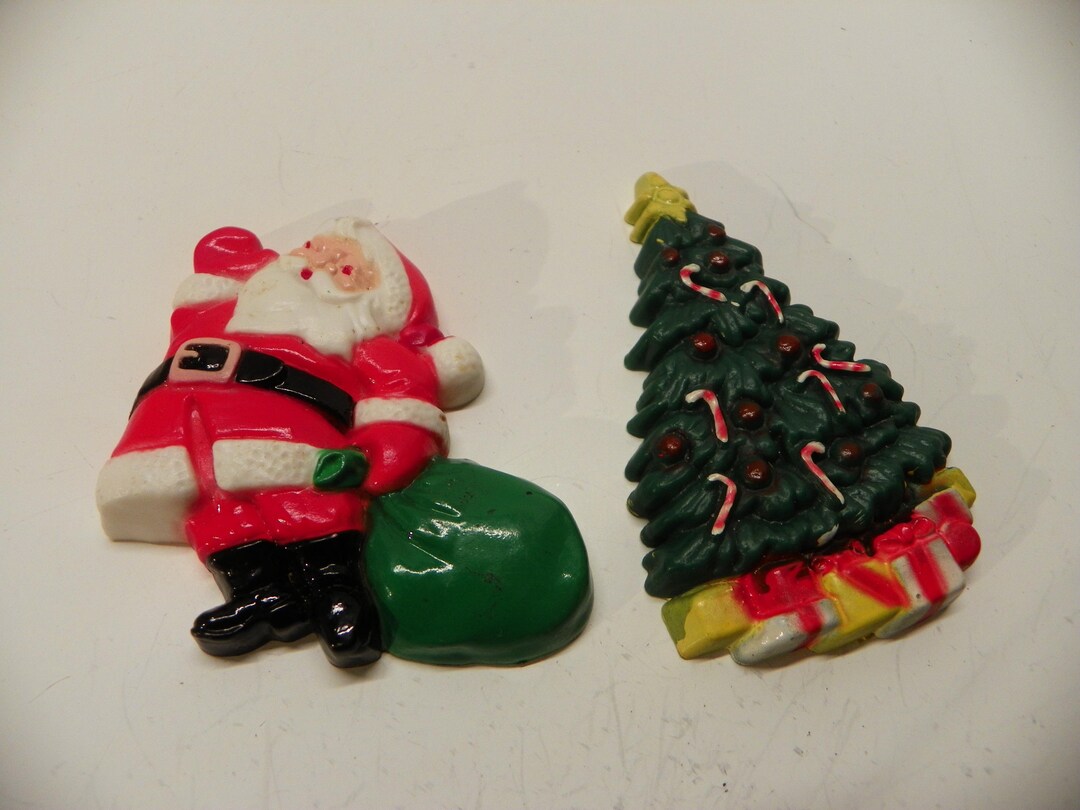 1978 Wilton Christmas Cake Toppers - Santa Claus and Christmas Tree ...