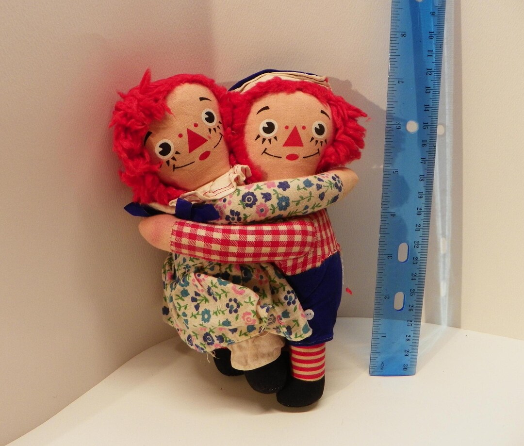 Vintage 7" Raggedy Ann and Andy Hugging Dolls , 1960's/70's ...