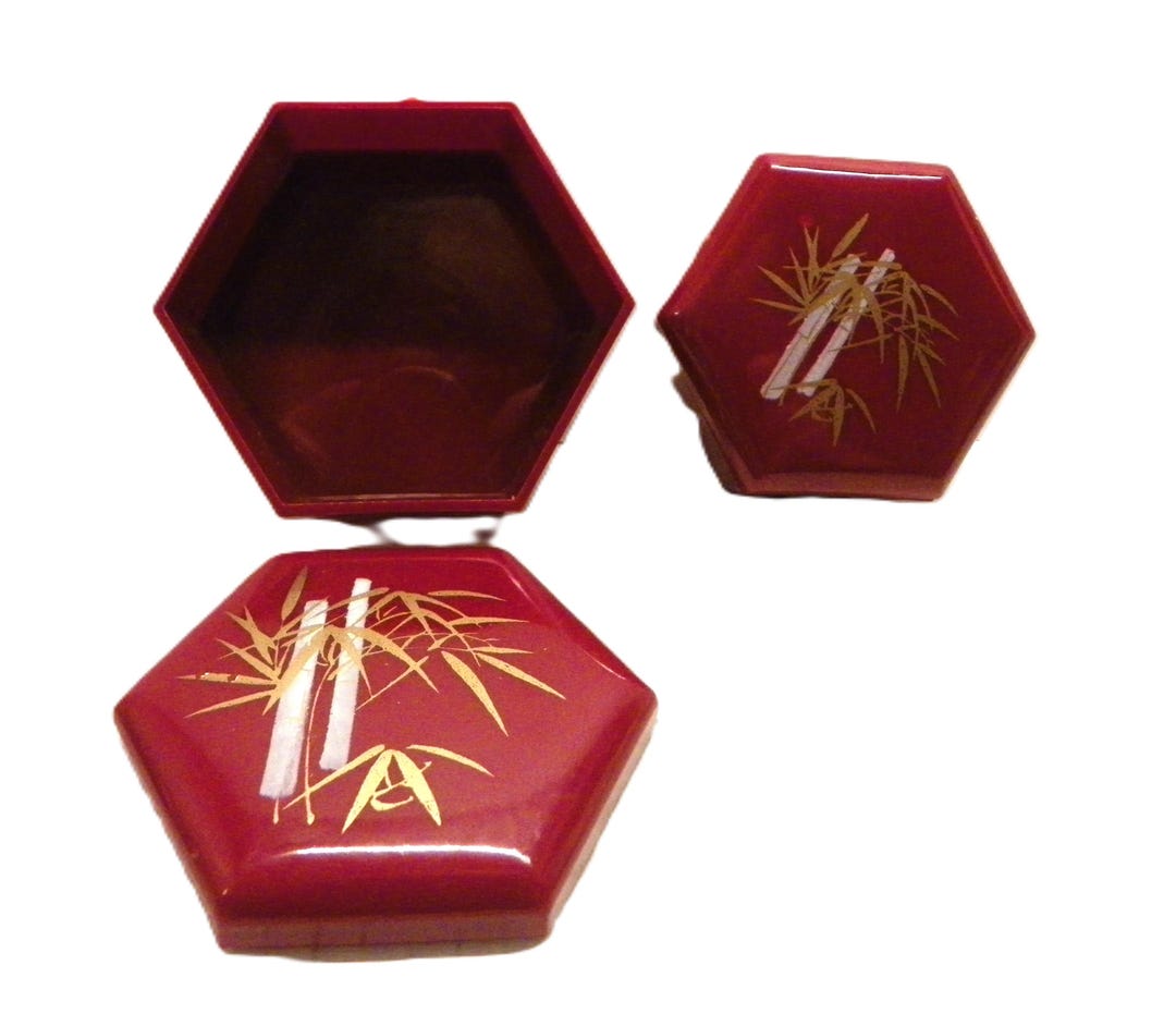 Vintage Hong Kong Hexagon Nesting Trinket Boxes - Set of 2 , Oriental ...