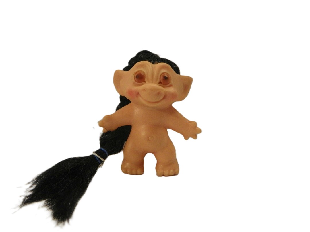 1960's Rootie Troll Doll With Long Rooted Black Hair and Painted Bug ...