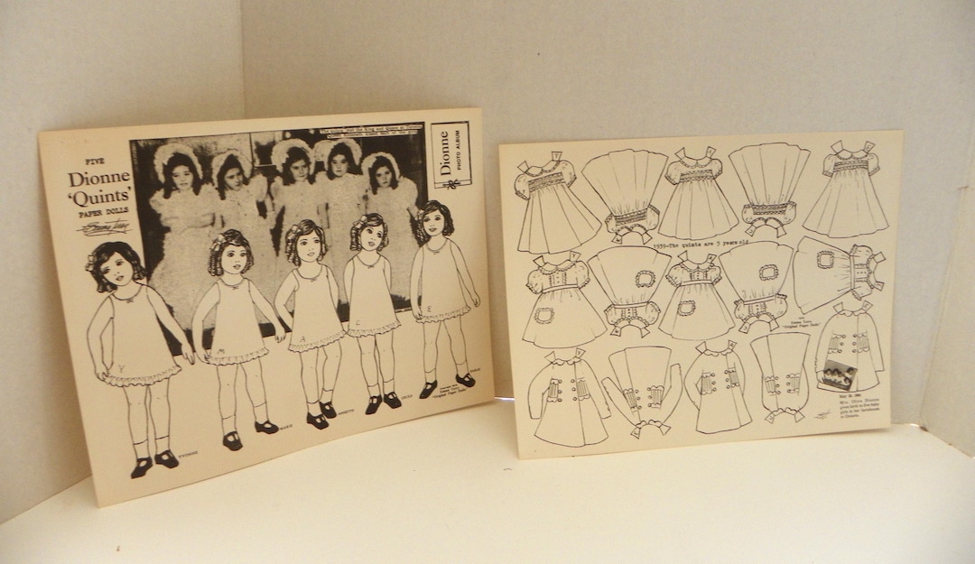 1978 Emma Terry Original Paper Dolls Dionne Quintuplets UNCUT , Vintage ...