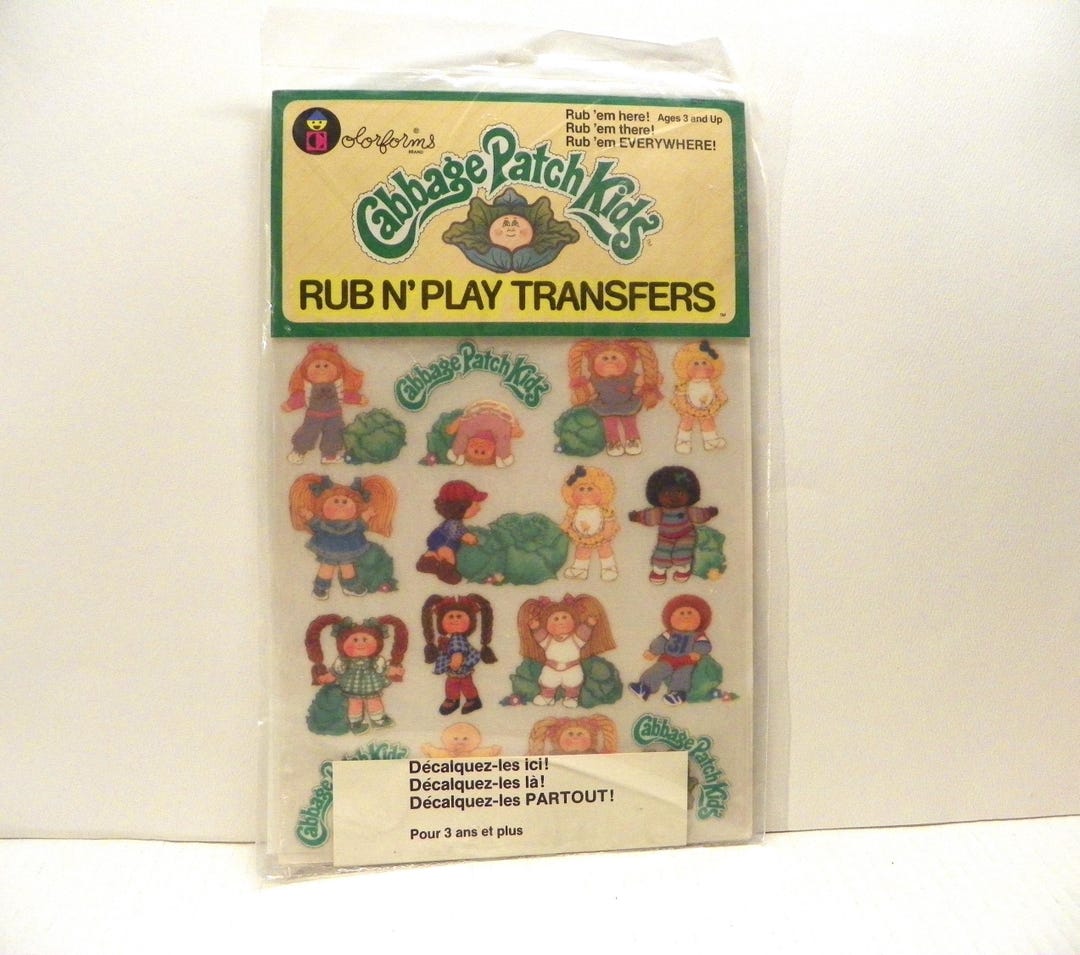 1983 Cabbage Patch Kids Rub N'play Transfers Colorforms #8701 - New ...