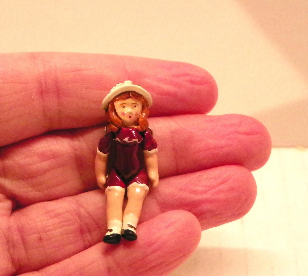 Vintage Hand Painted Pewter Miniature Doll , Tiny Articulated Pewter ...