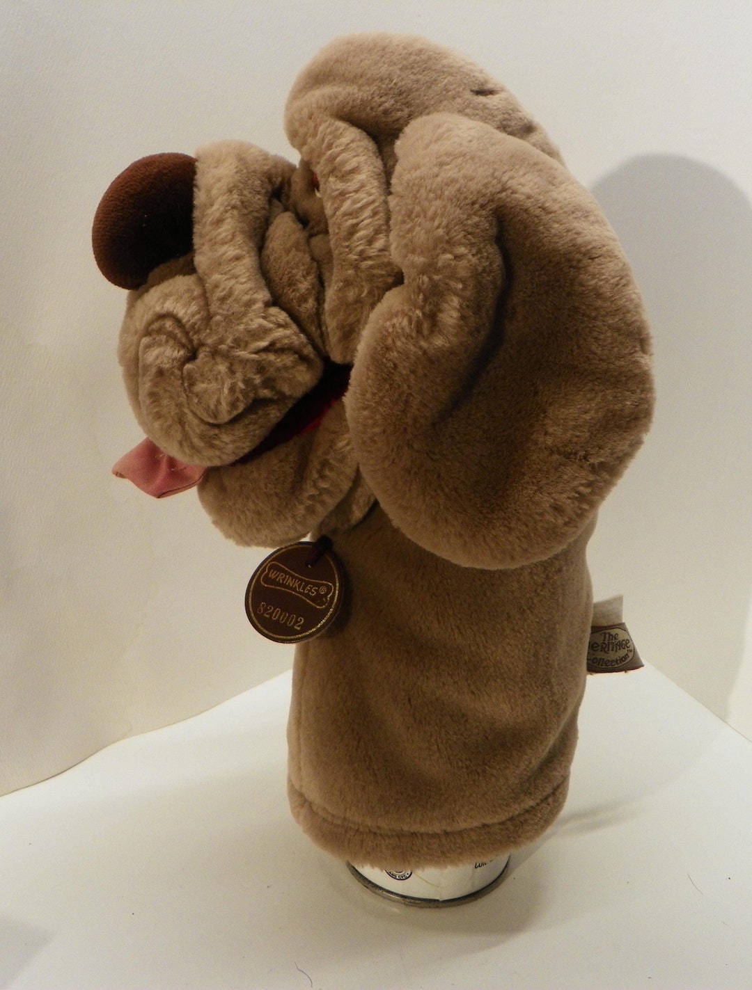 1984 Ganz Bros Wrinkles Dog Hand Puppet , Taupe Colored Plush Wrinkles ...