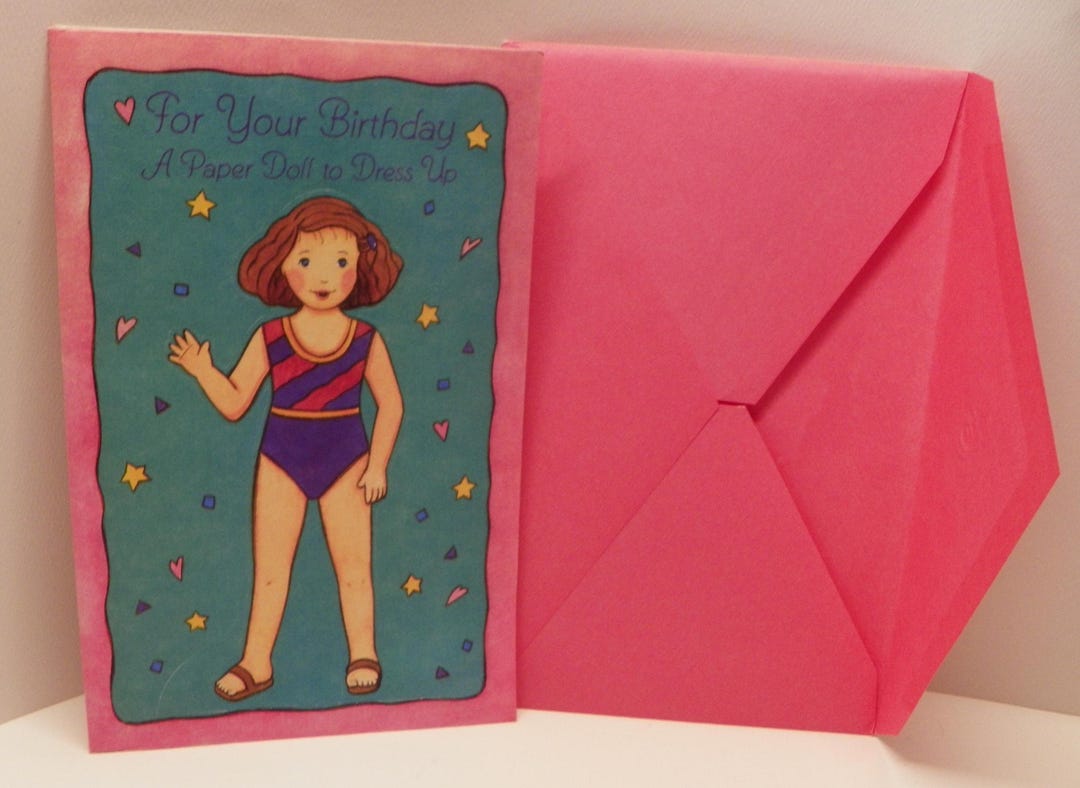 Vintage New Paper Doll Birthday Greeting Card , Vintage Child Birthday ...