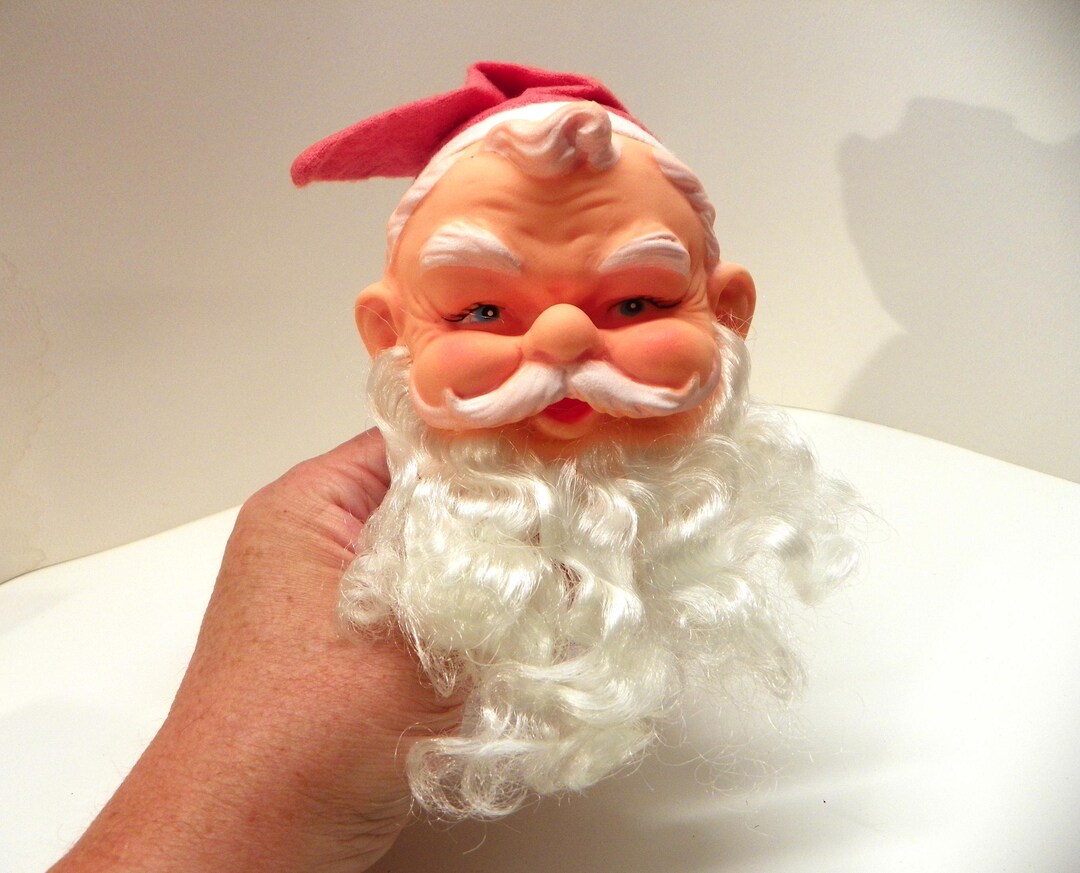 Vintage Rubber Santa Claus Head on Wire , 1970's Santa Doll Making Head ...