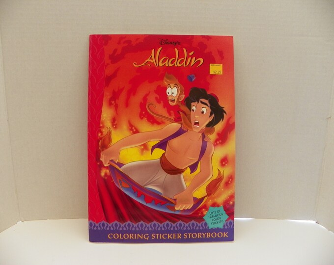1996 Disney's Aladdin Coloring Sticker Storybook UNUSED , Vintage ...