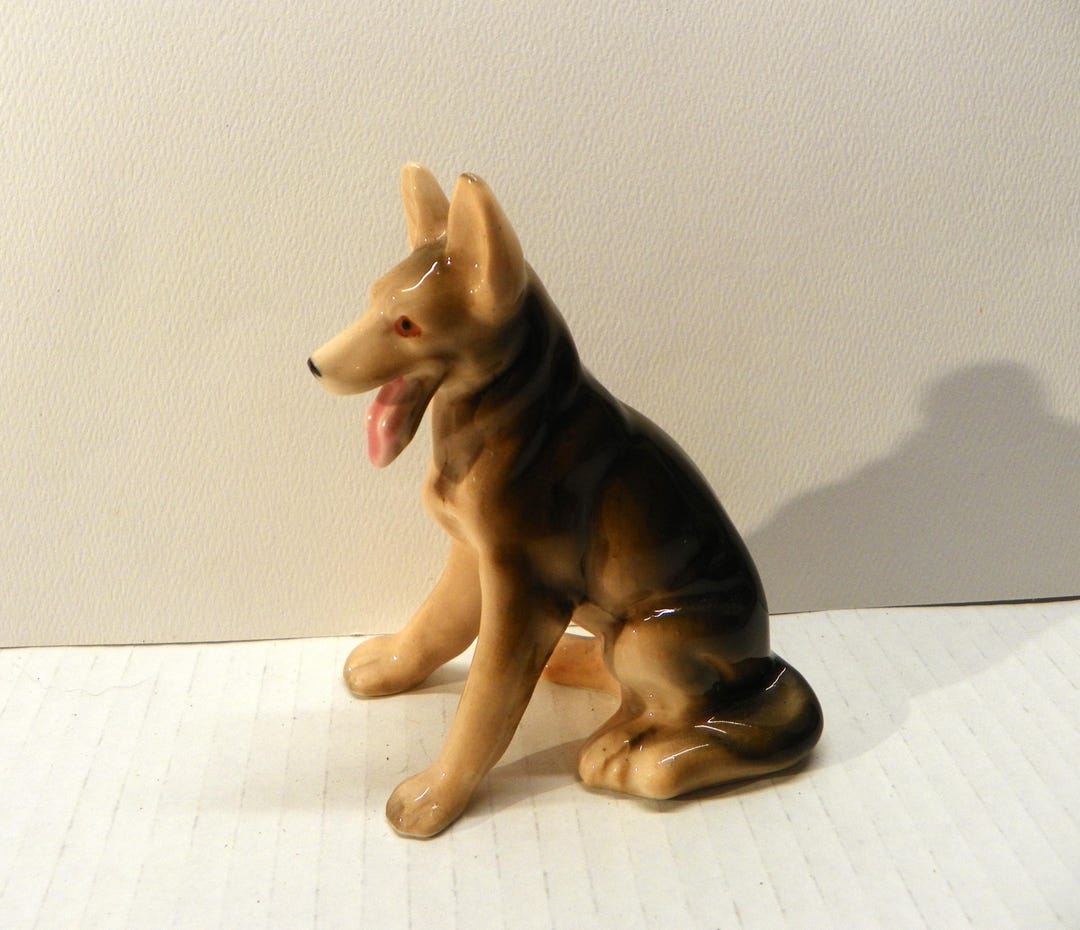 Vintage German Shepherd Ceramic Dog Figurine , MCM Dog Porcelain Figure ...