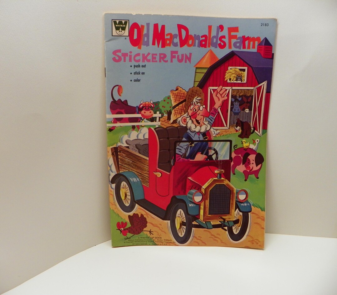 Rare 1972 Whitman Old Mcdonald's Farm Sticker Fun Book UNUSED , Vintage ...