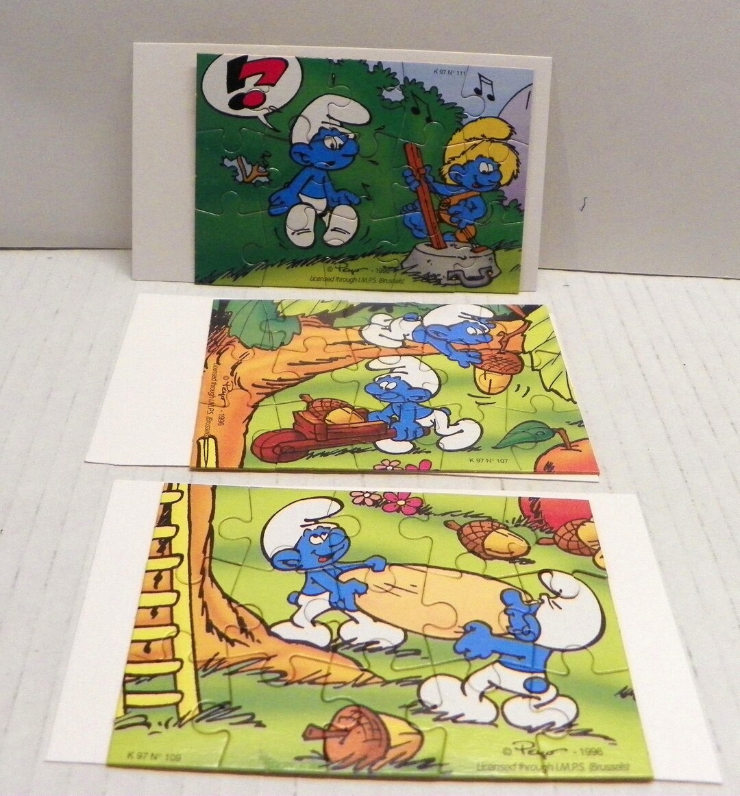 1996 Peyo Smurfs Gather Food Mini 15 Piece Puzzles - Set of 3 , Smurf ...