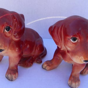 Vintage Pair of Ceramic Dog Figurines Made in Japan , Brown Dog ...