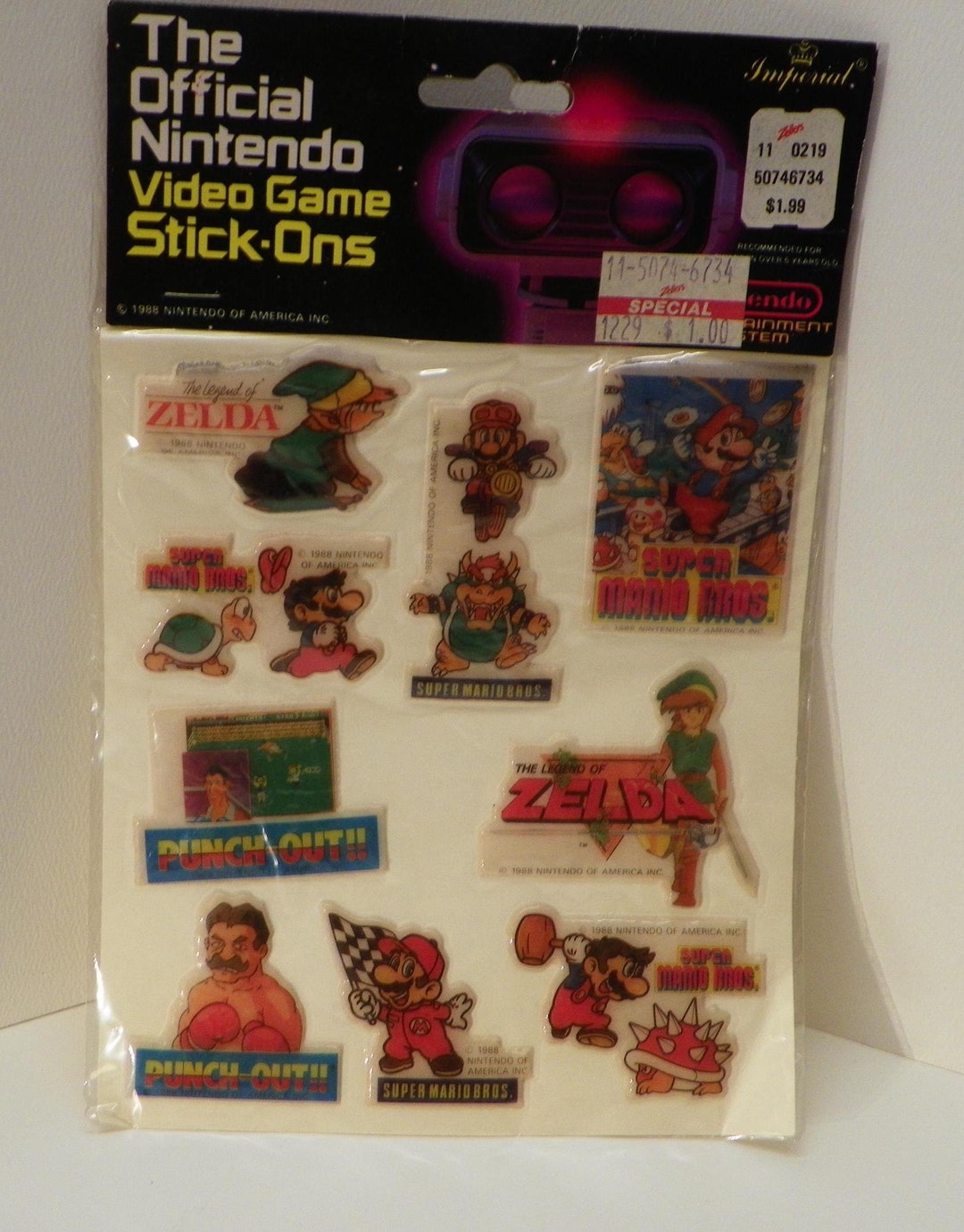 1988 the Official Nintendo Video Game Stick-ons Puffy Stickers , 1980's ...