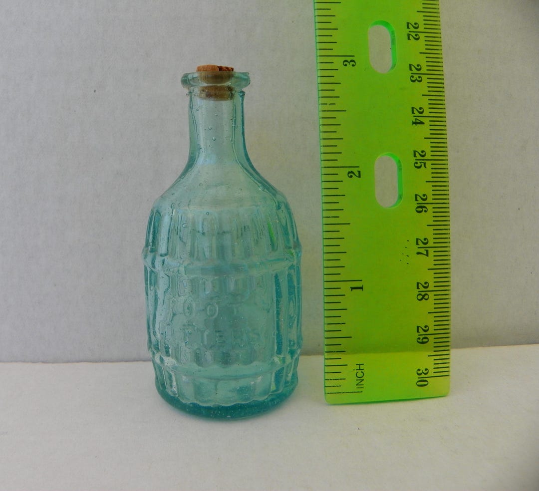 Miniature Wheaton Blue Glass Bottle , Vintage Root Bitters Light Blue ...
