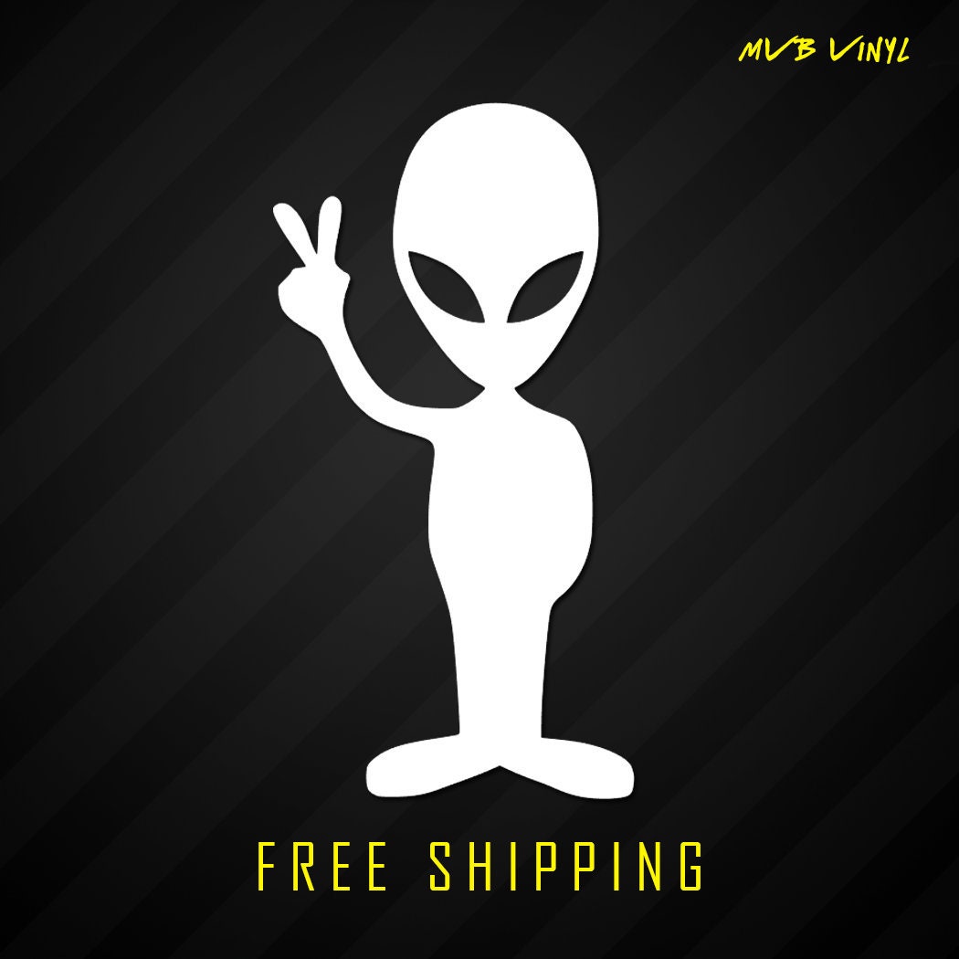 Alien Peace Sign Vinyl Decal Sticker Aliens Face Believe | Etsy