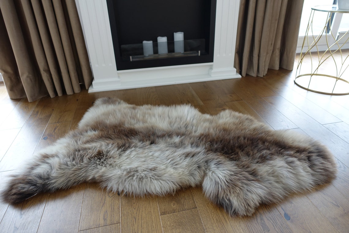 Original, Natural GIANT Rug Spotted, Genuine Natural Sheepskin Rugs ...