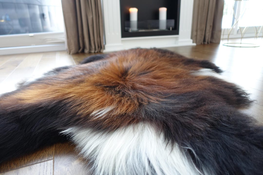 Genuine Natural Icelandic Black Brown Sheepskin Rug, Pelt, Giant ...