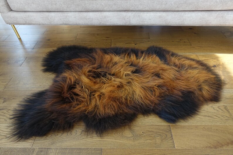Black/rusty Brown Color Genuine Sheepskin Rug 100% Sheep Skin Leather ...
