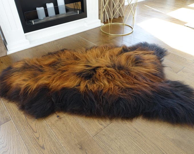 Black/rusty Brown Color Genuine Sheepskin Rug 100% Sheep Skin Leather ...