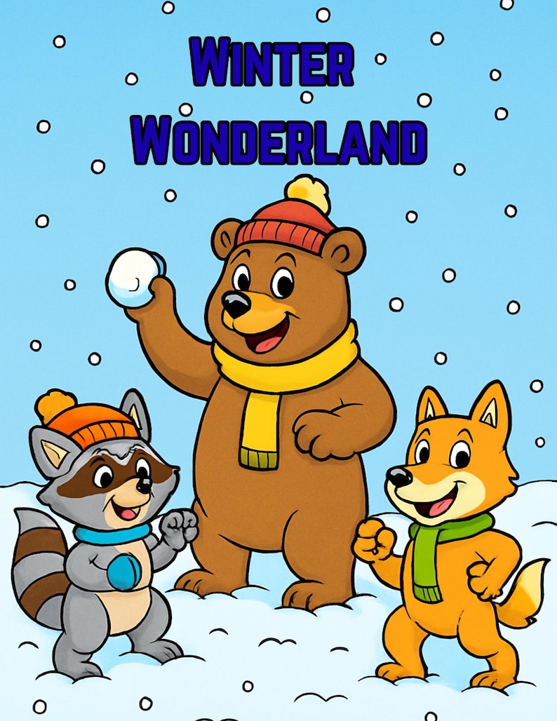 Animals Winter Wonderland Coloring Pages, 6 Coloring Pages + Color ...