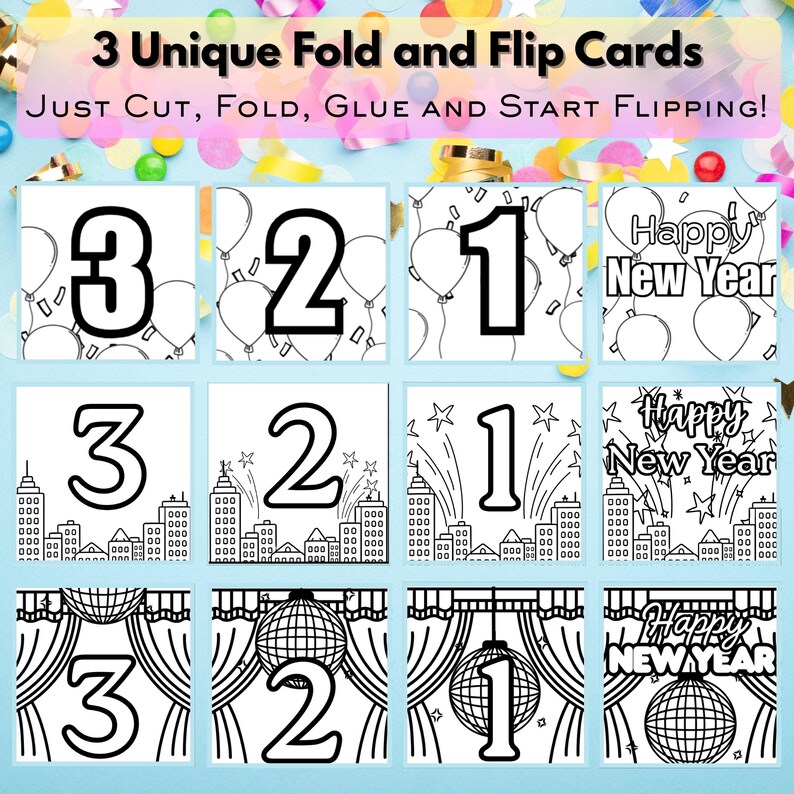 New Year Countdown Fold & Flip Coloring Book Printable / Worth the Flip ...