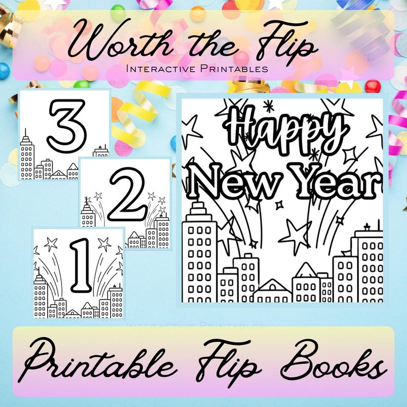 New Year Countdown Fold & Flip Coloring Book Printable / Worth the Flip ...