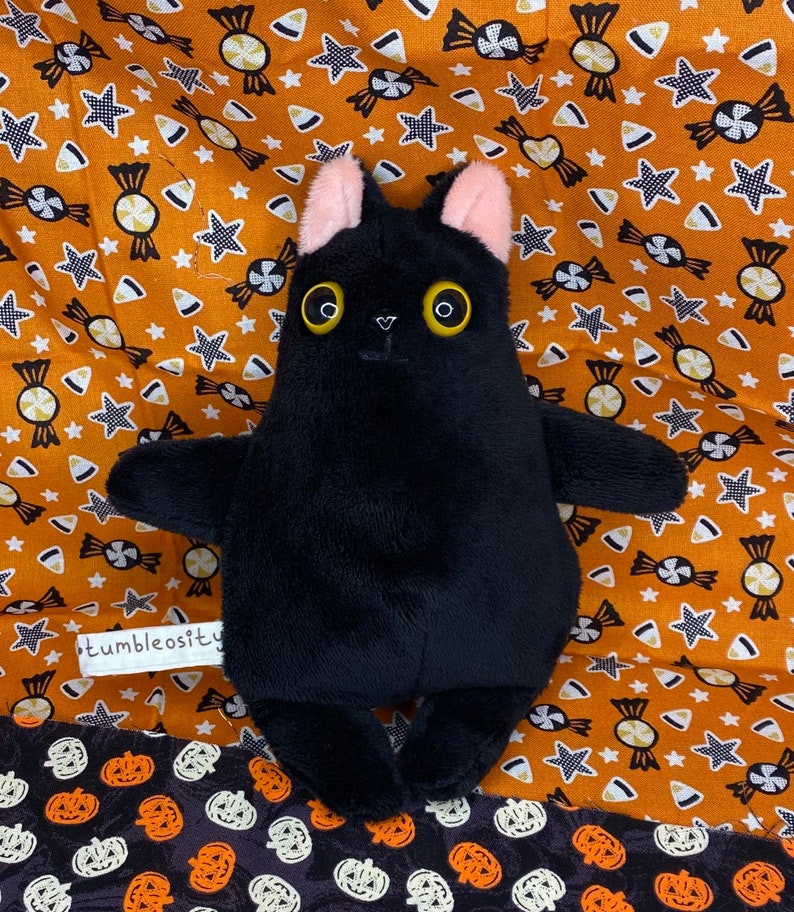 Fat Black Cat Bean Bag Plush Gold Eyes - Etsy