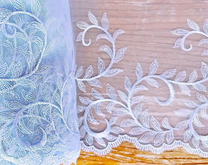 Light Periwinkle Embroidered Mesh Lace Trim - 1 Yard - With a Lively ...