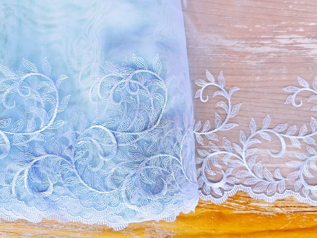 Light Periwinkle Embroidered Mesh Lace Trim - 1 Yard - With a Lively ...