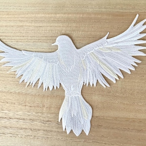 Large Embroidered White Dove Patch 12 X 7 Inch Finely Detailed Iron-on ...