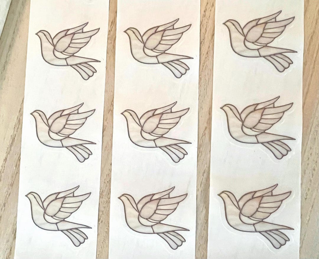 White Dove Stickers – Die Cut Transparent With a Gorgeous Stained Glass ...
