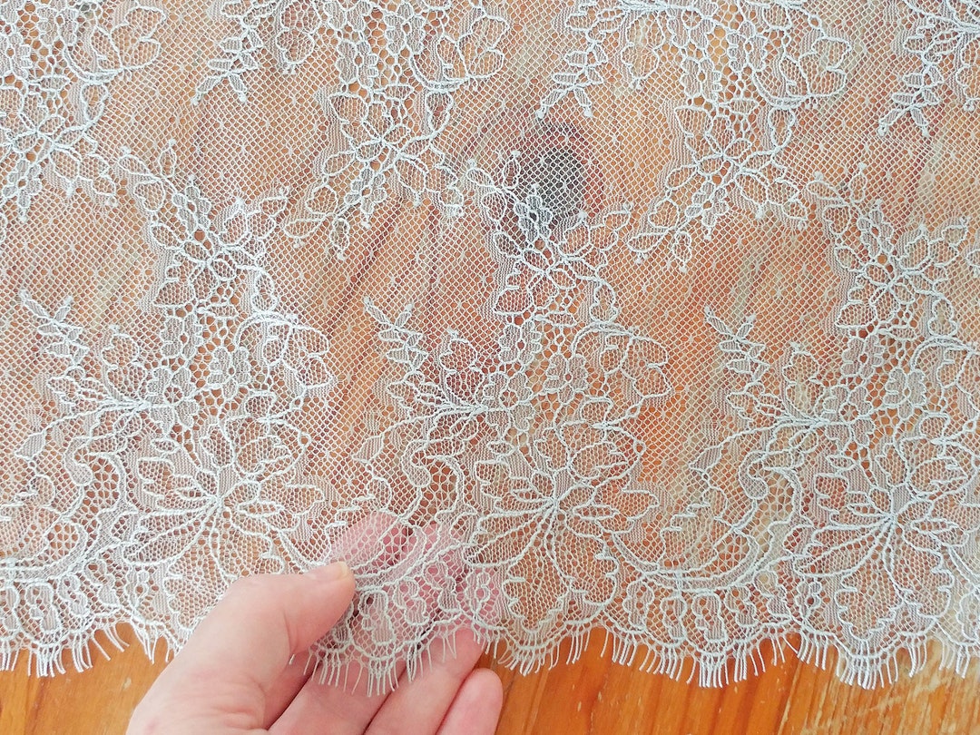 Color Update - Vintage Style COOL Light Grey Chantilly Lace Trim With ...