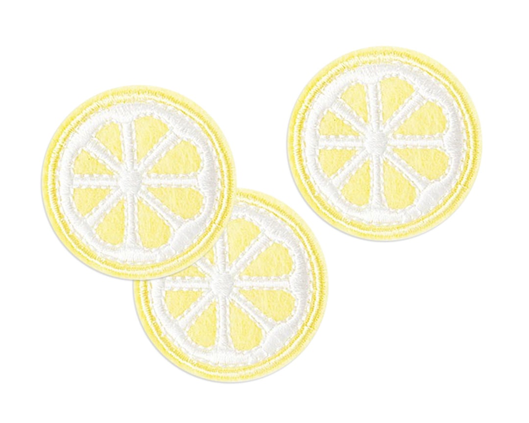 Lot of 3 Embroidered Lemon Slice Iron-on Patches - 1.6 Inch Width for ...