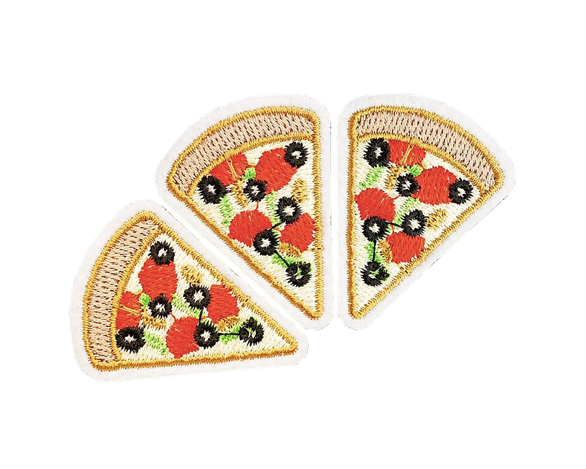 Lot of 3 Super Cute Embroidered Pizza Patches Finely - Etsy Norway