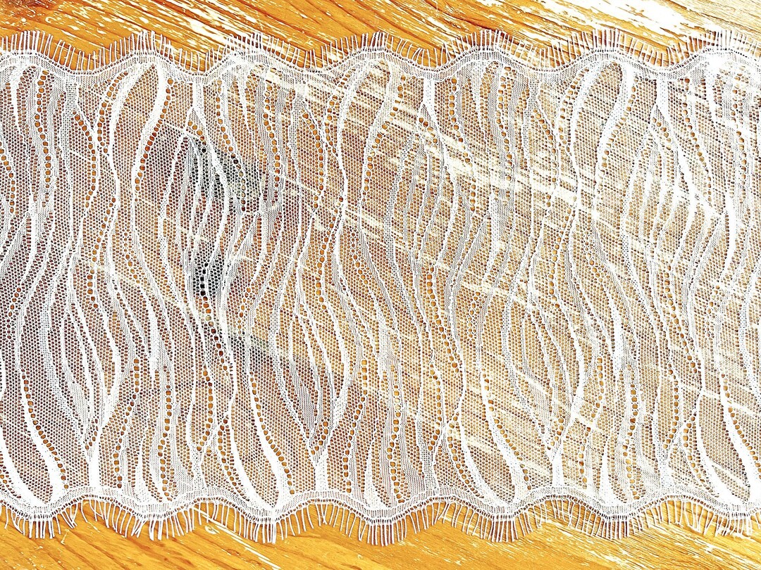 Sheer White Mesh Lace Trim With a Lovely Wavy Pattern - 8 Inch Width ...